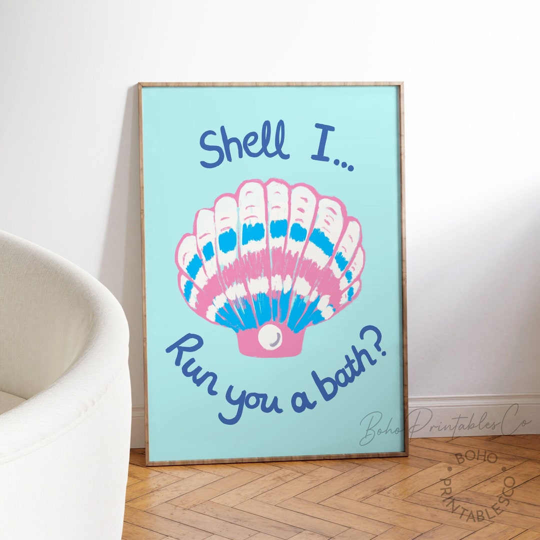Sea Shell Print, Funny Bathroom Seashell Printable Wall Art, DIGITAL ...