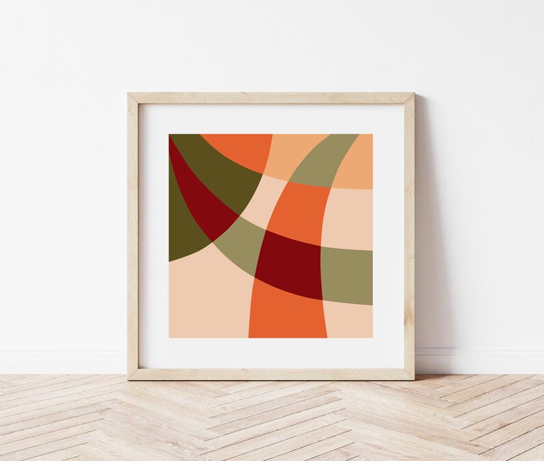 Square Prints Set of 3, Square Abstract Printable Wall Art, Terracotta ...