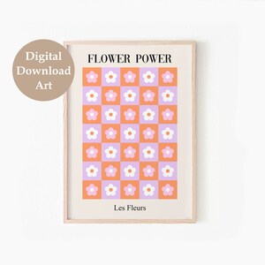 Pink and Orange Gallery Wall Set, Eclectic Print Set of 6, DIGITAL ...