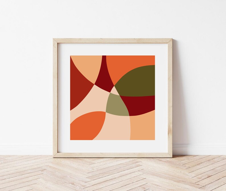 Square Prints Set of 3, Square Abstract Printable Wall Art, Terracotta ...