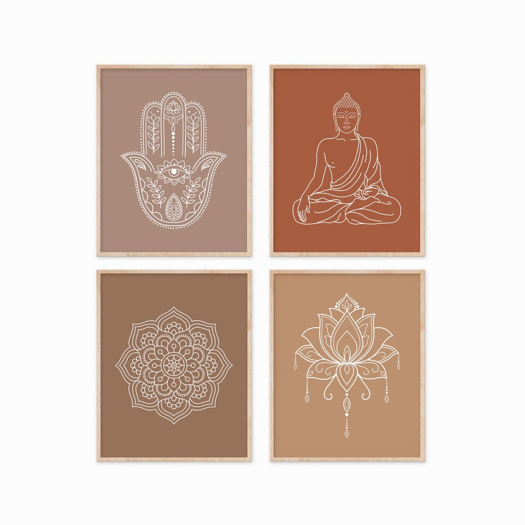 Zen Print Set of 4, Yoga Meditation Wall Art, DIGITAL DOWNLOAD, Buddha ...