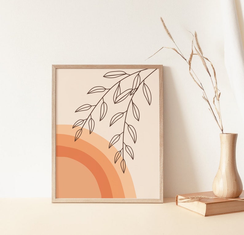 Modern Sunset Print PRINTABLE Modern Boho Sun Wall Art | Etsy
