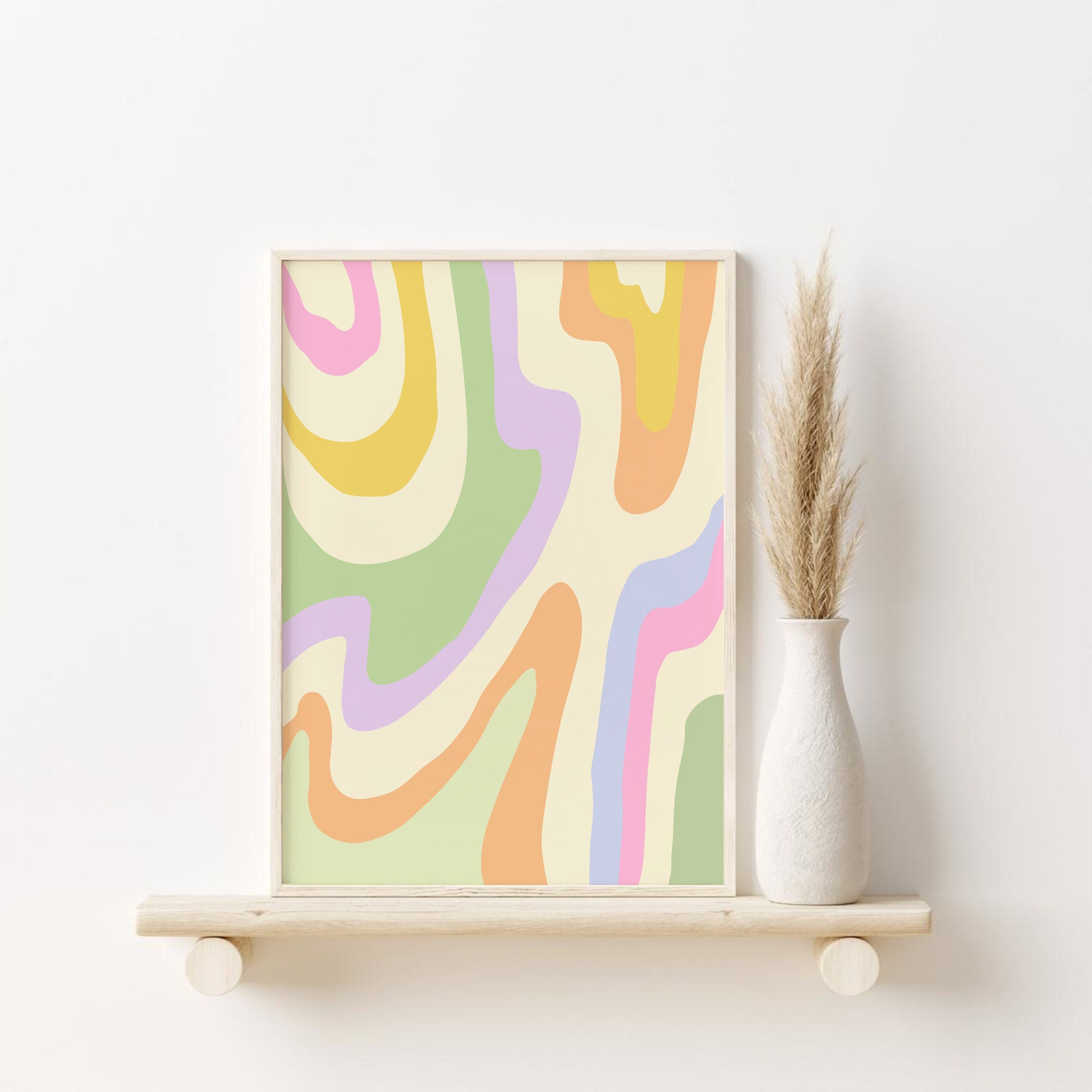 Retro Wavy Abstract Print Printable Wall Art DIGITAL - Etsy