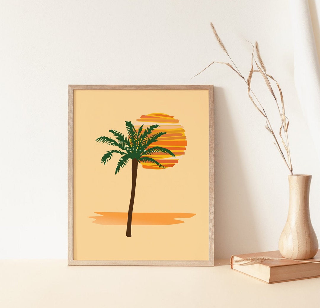 Palm Tree Print, Boho Tropical Print, Minimal Abstract Art Print, Mid ...