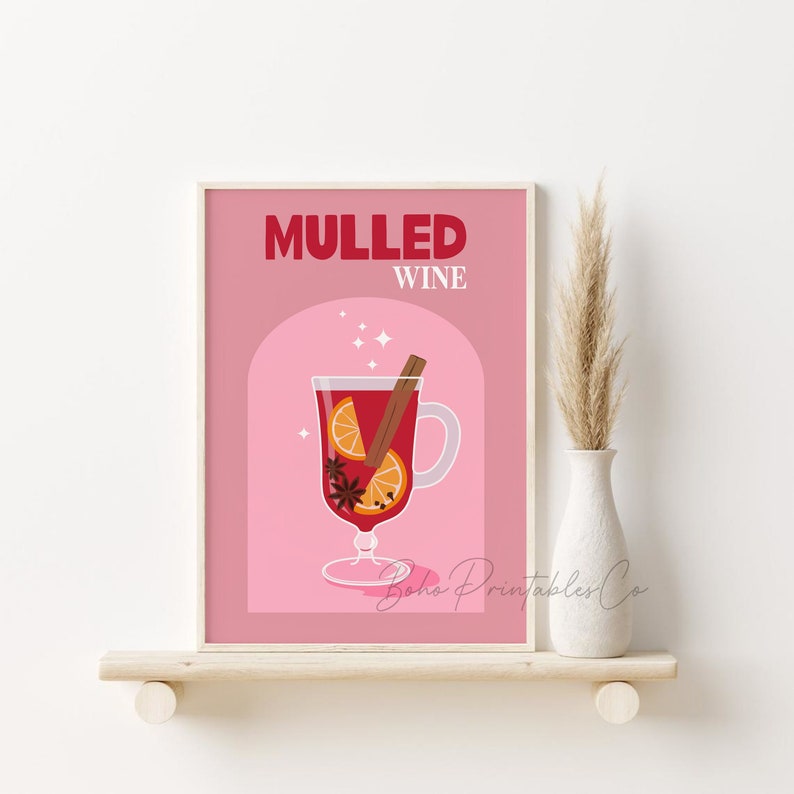 Mulled Wine Print, DIGITAL DOWNLOAD, Christmas Bar Cart Poster ...