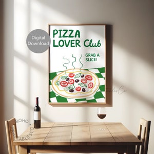 Pizza Club Print, Pizza Lover Foodie Printable Wall Art, Fun Kitchen ...