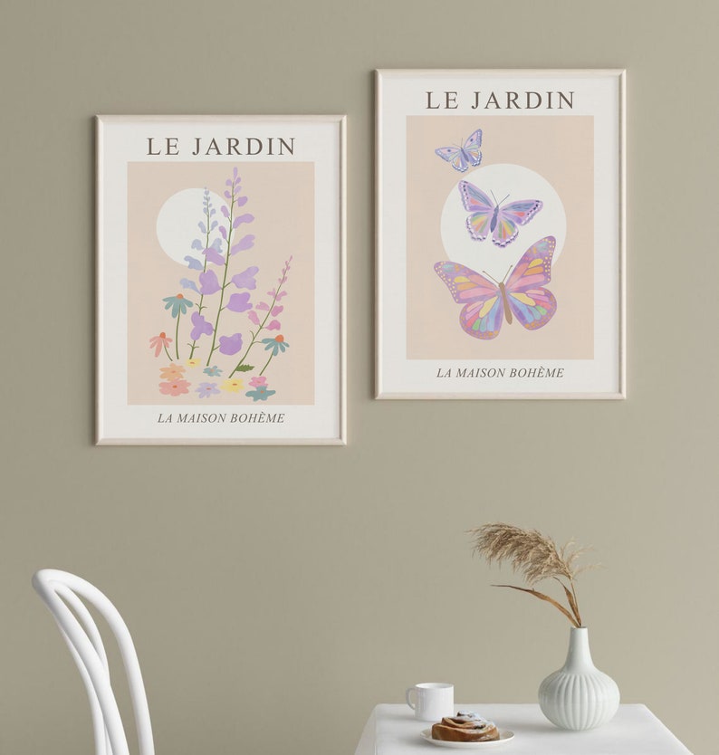Pastel Floral Print Set of 2 French Wall Art DIGITAL - Etsy