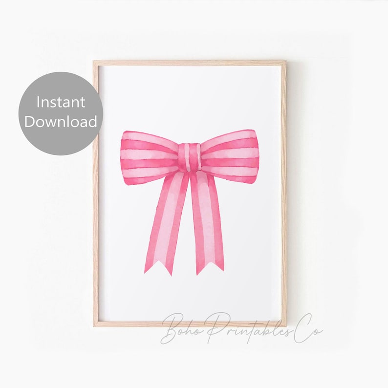 Pink Bow Print, Balletcore Printable Wall Art, Cottagecore Print ...