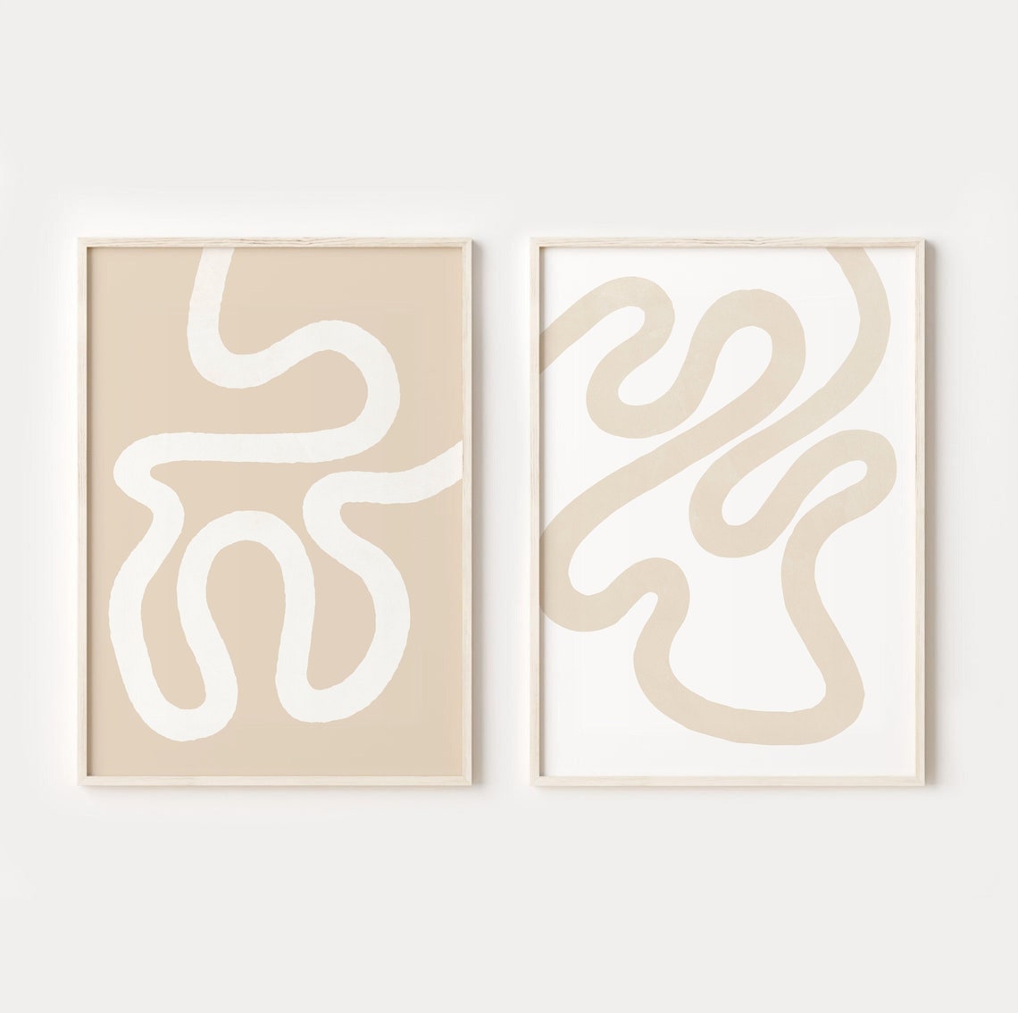 Neutral Abstract Prints Set of 2 DIGITAL DOWNLOAD Beige - Etsy