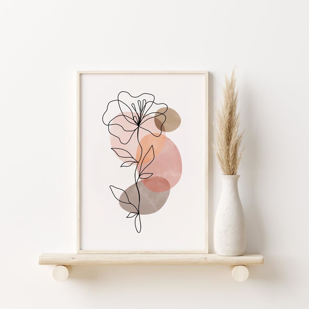 Abstract Floral Line Art Print, DIGITAL DOWNLOAD, Minimal Flower ...