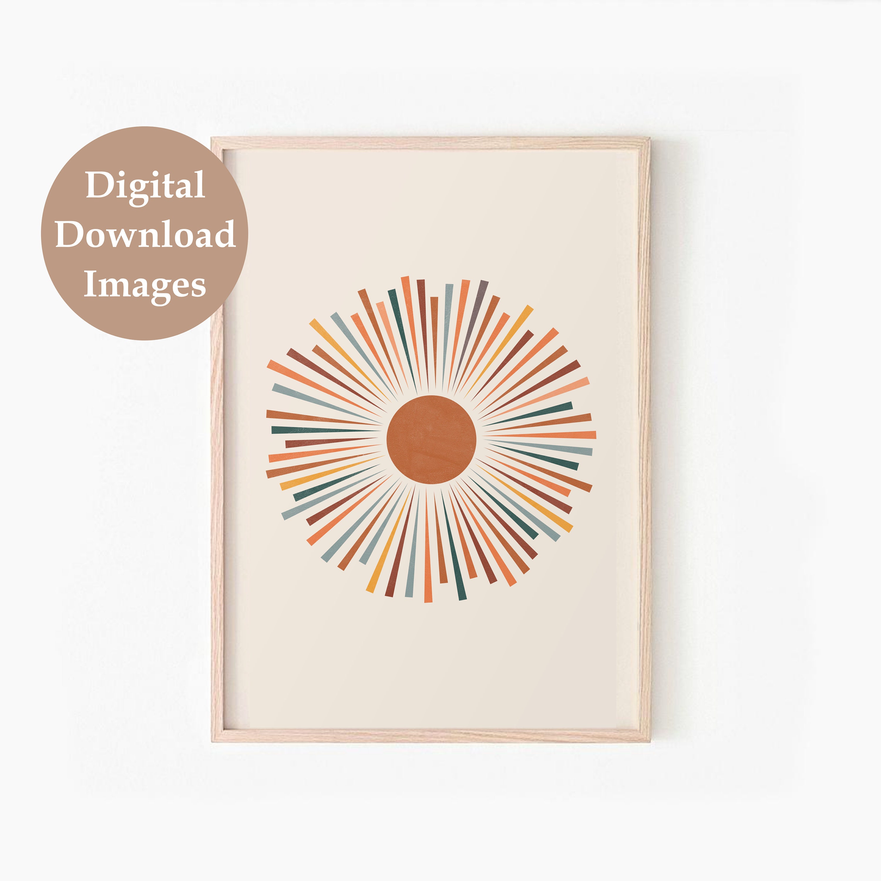 Boho Sun Print DIGITAL DOWNLOAD Abstract Sun Printable Wall - Etsy