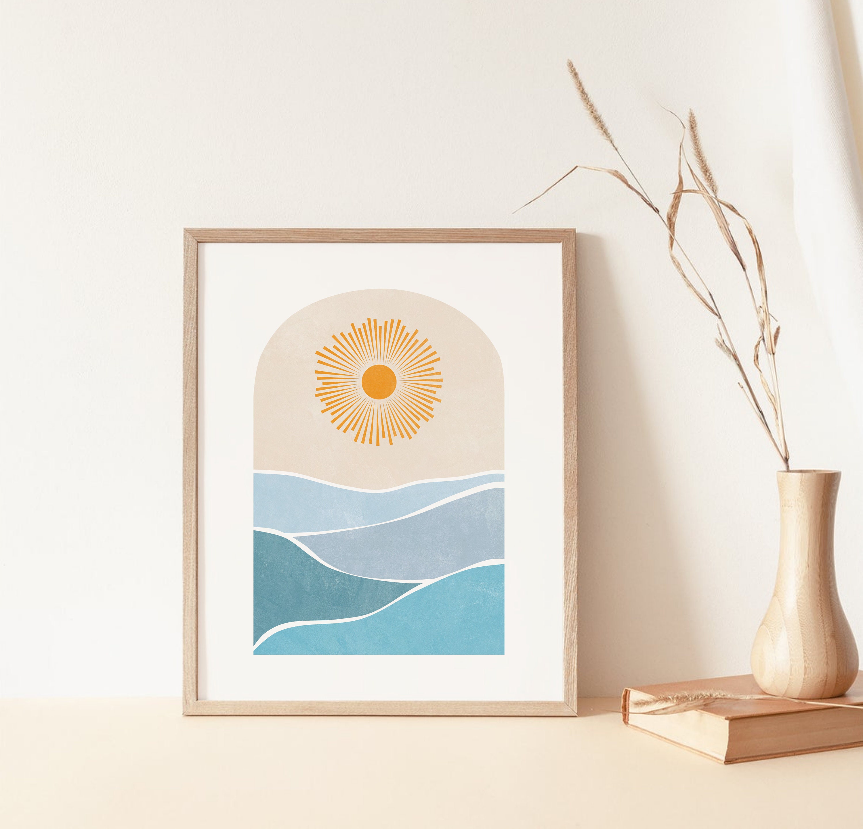 Boho Sea Waves Print Abstract Ocean Printable Wall Art | Etsy