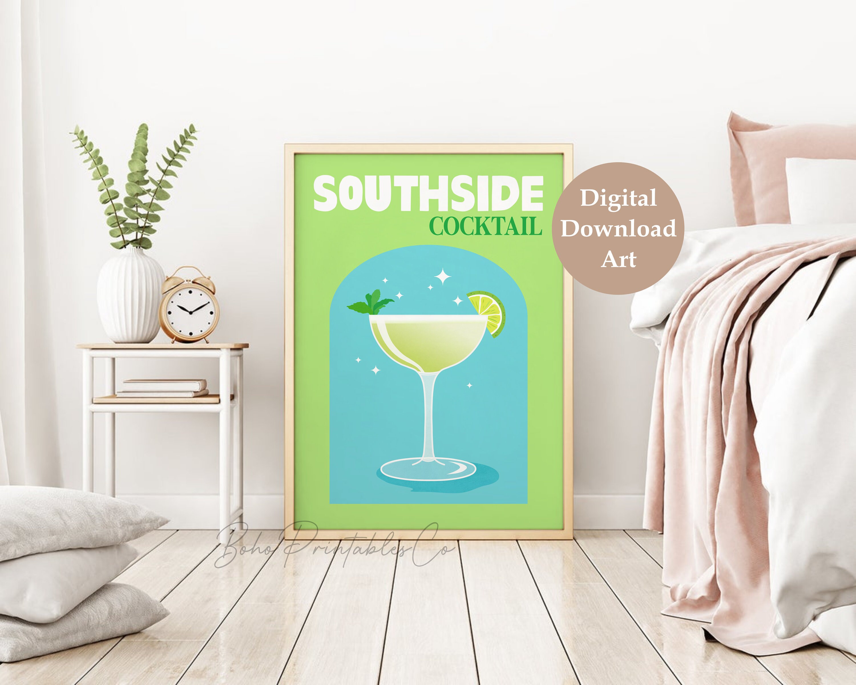 Southside Cocktail Print Bar Cart Printable Wall Art DIGITAL - Etsy