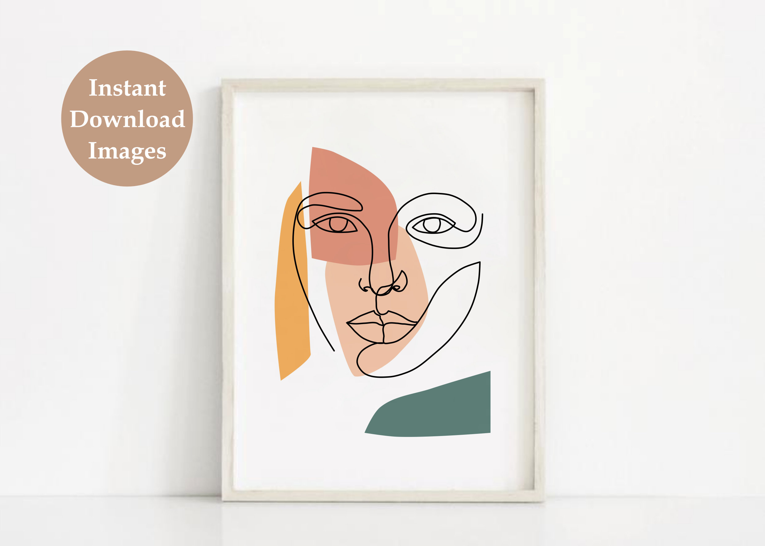 Printable Abstract Woman Line Art Mustard Terracotta Wall | Etsy