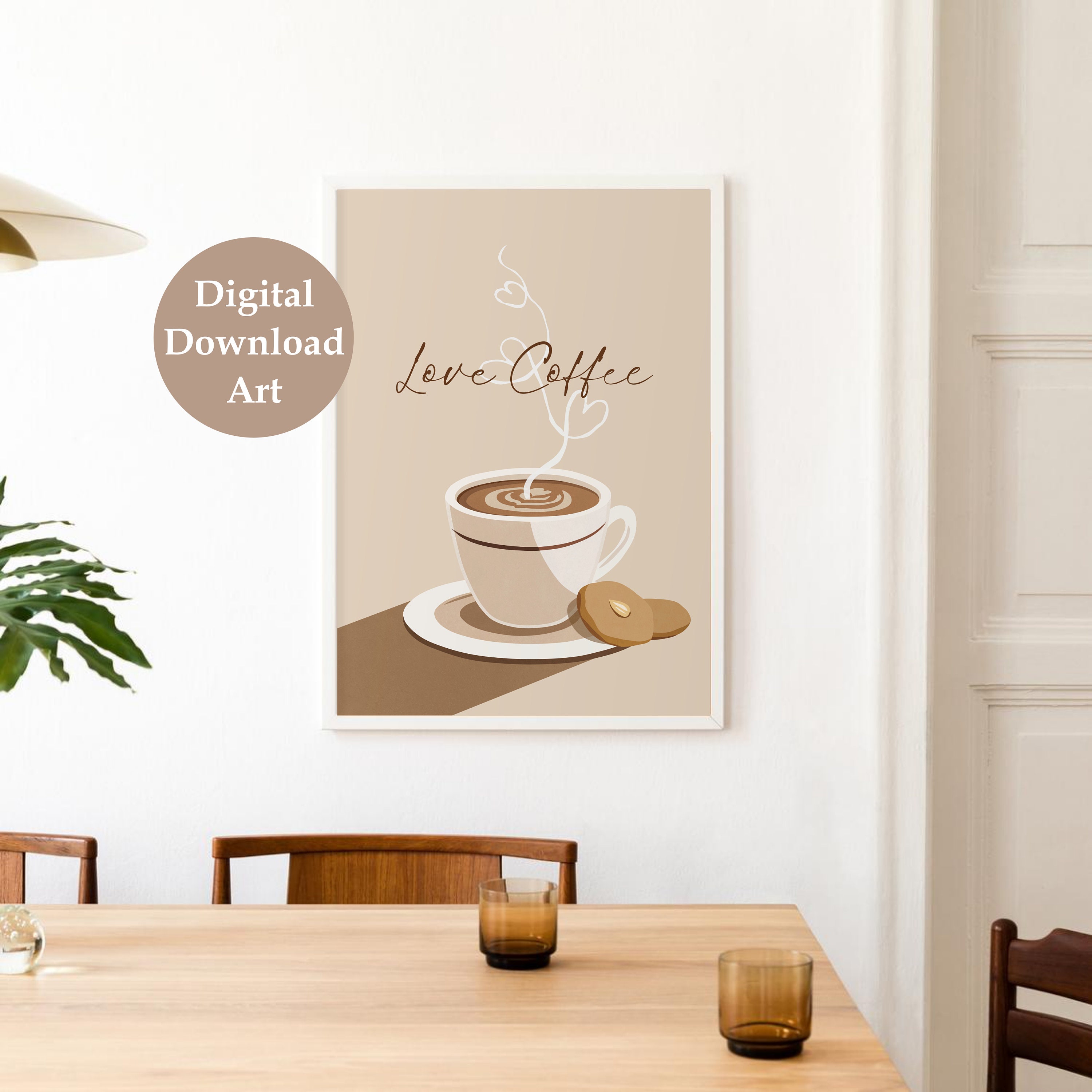 Coffee Art Print Coffee Cup Printable Wall Art DIGITAL | Etsy