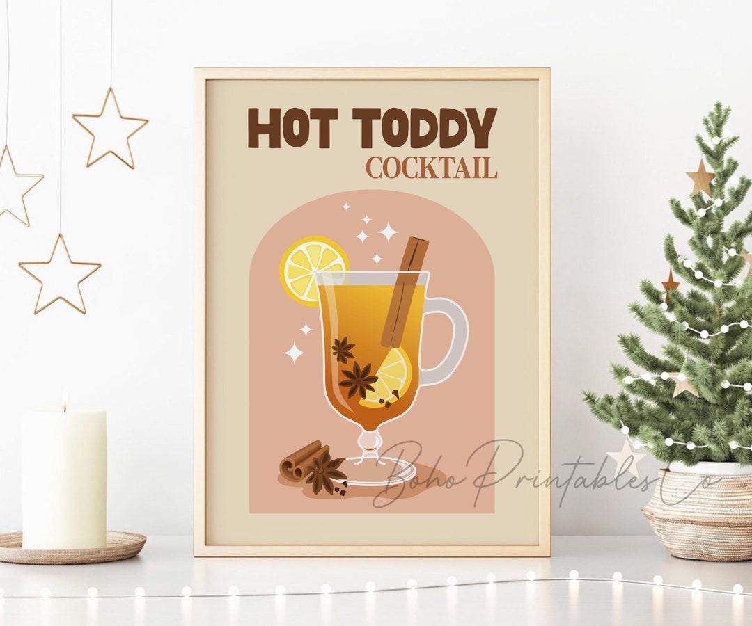 Hot Toddy Print, Christmas Cocktail Printable Wall Art, Retro Drink ...