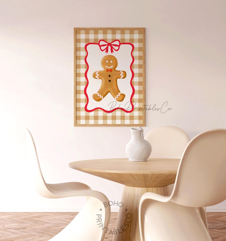 Christmas Gingerbread Man Print, Vintage Christmas Printable Wall Art ...