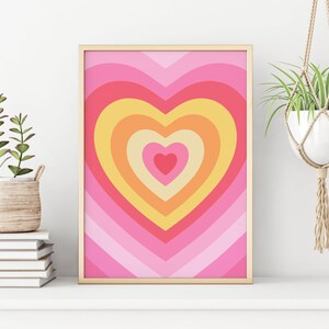 Retro Heart Print, DIGITAL DOWNLOAD, Psychedelic Heart Printable Wall ...