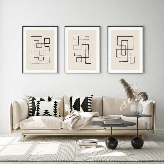Abstract Line Art Print Set of 3 Printable Wall Art | Etsy