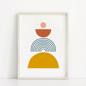 Mid Century Modern Art Print Set of 6, Abstract Shapes Gallery Wall Set ...