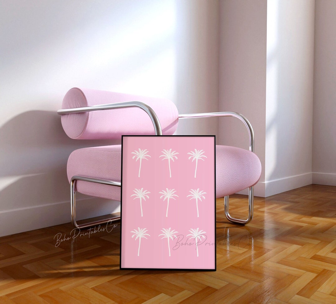 Pink Palm Trees Print, Trendy Summer Printable Wall Art, DIGITAL ...