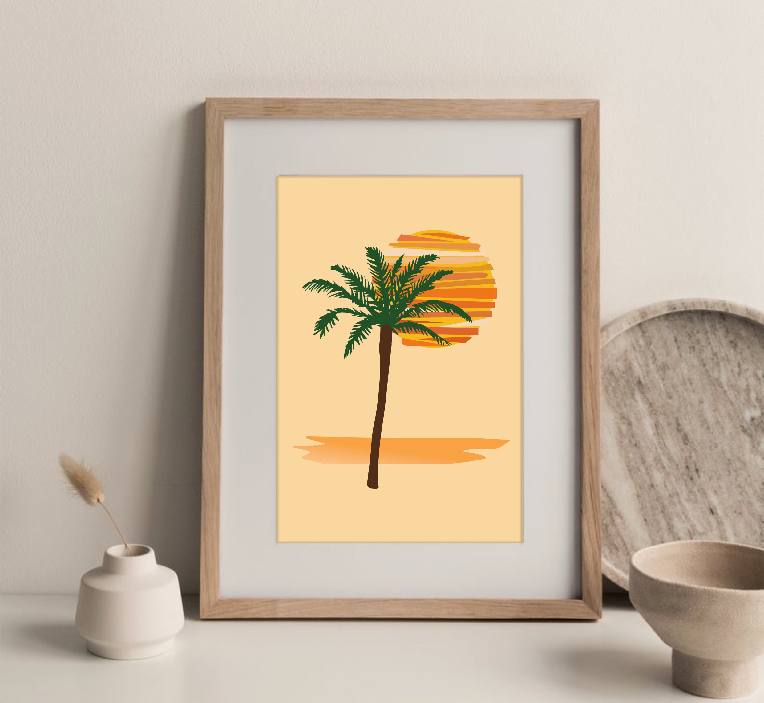 Palm Tree Print Boho Tropical Print Minimal Abstract Art | Etsy
