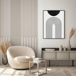 Black and White Arch Print, Mid Century Modern Arch Line Art Print ...