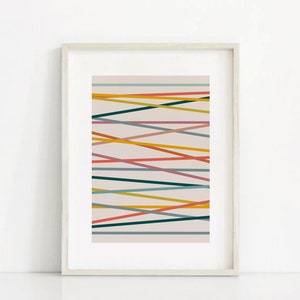 Mid Century Modern Art Print Set of 6, Abstract Shapes Gallery Wall Set ...