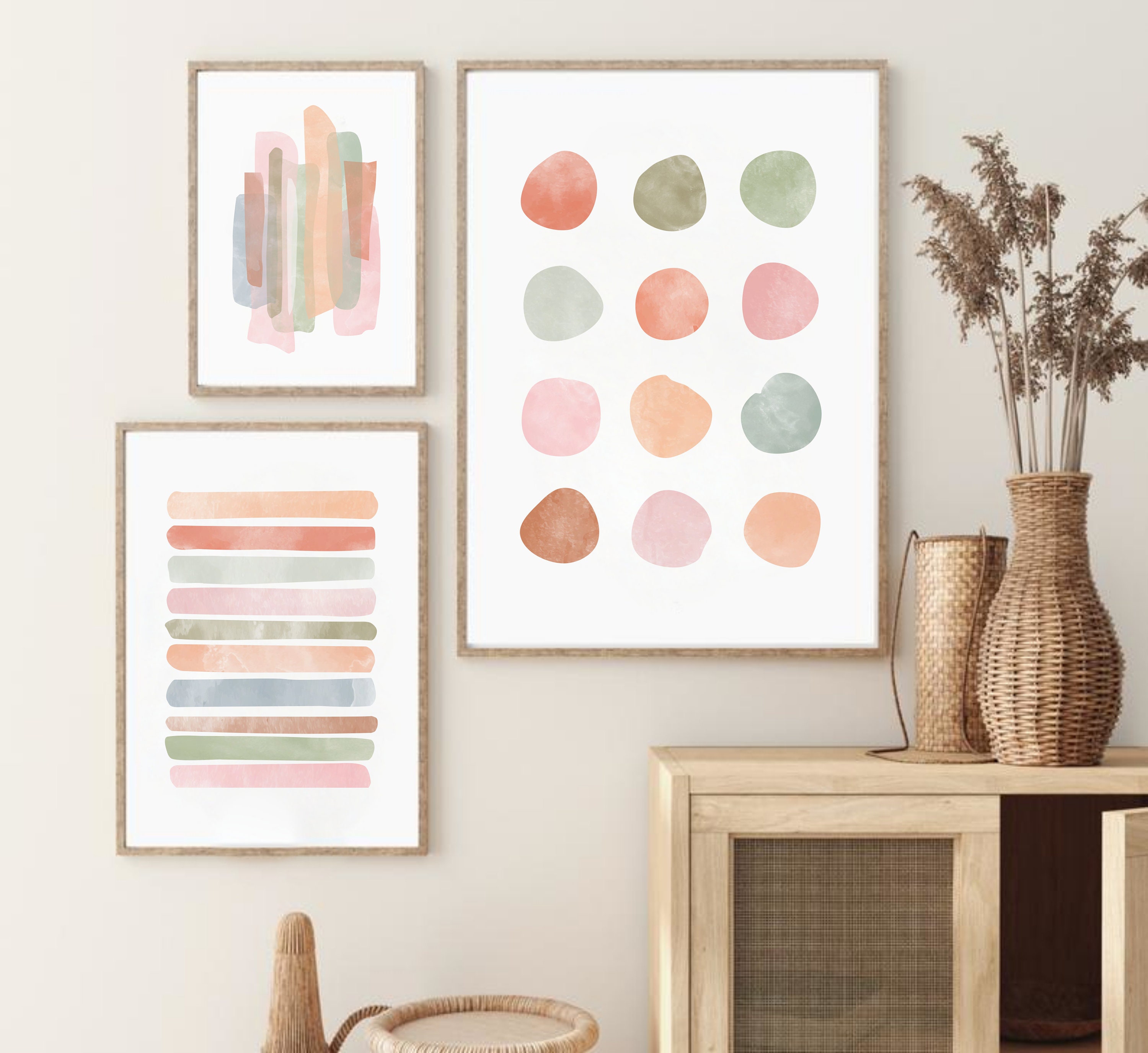 Neutral Abstract Prints Set of 3 DOWNLOADABLE Abstract Art - Etsy UK
