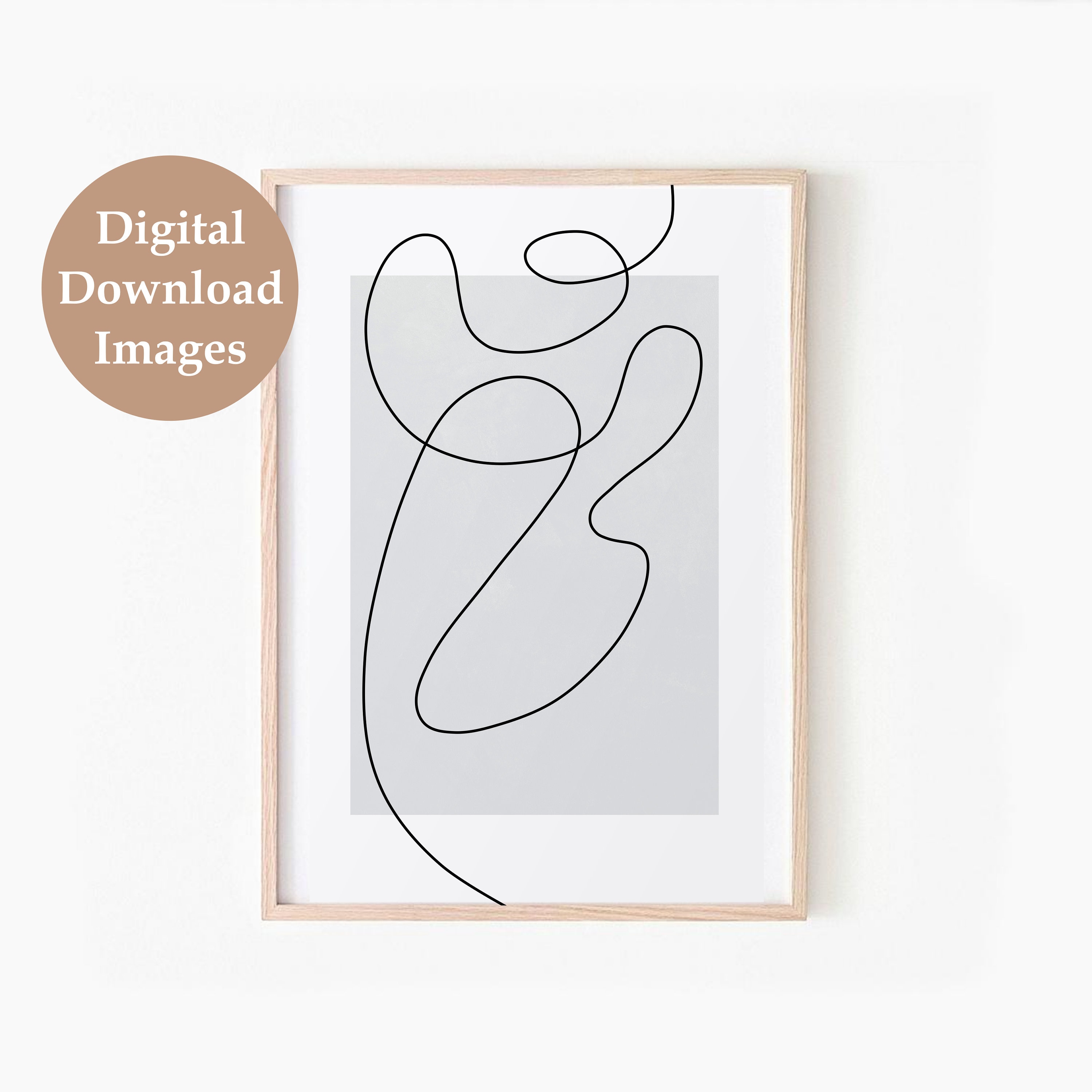 Minimalist Line Art Print Set of 3 Grey Printable Wall Art | Etsy