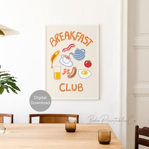 Breakfast Club Print, Retro Food Poster, Breakfast Club Printable Wall ...