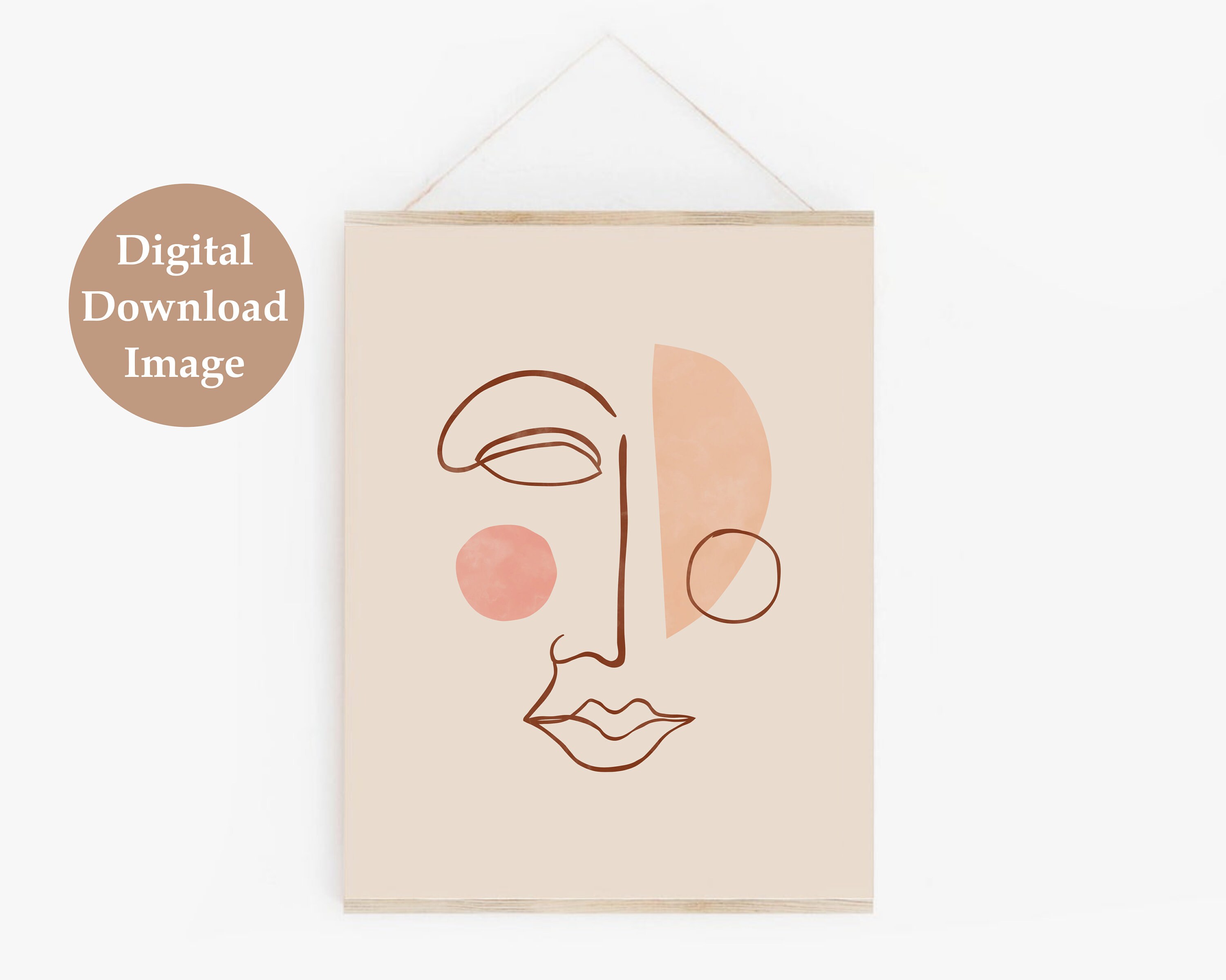 Face Line Drawing DIGITAL Print, Abstract Face Printable Wall Art, Boho ...