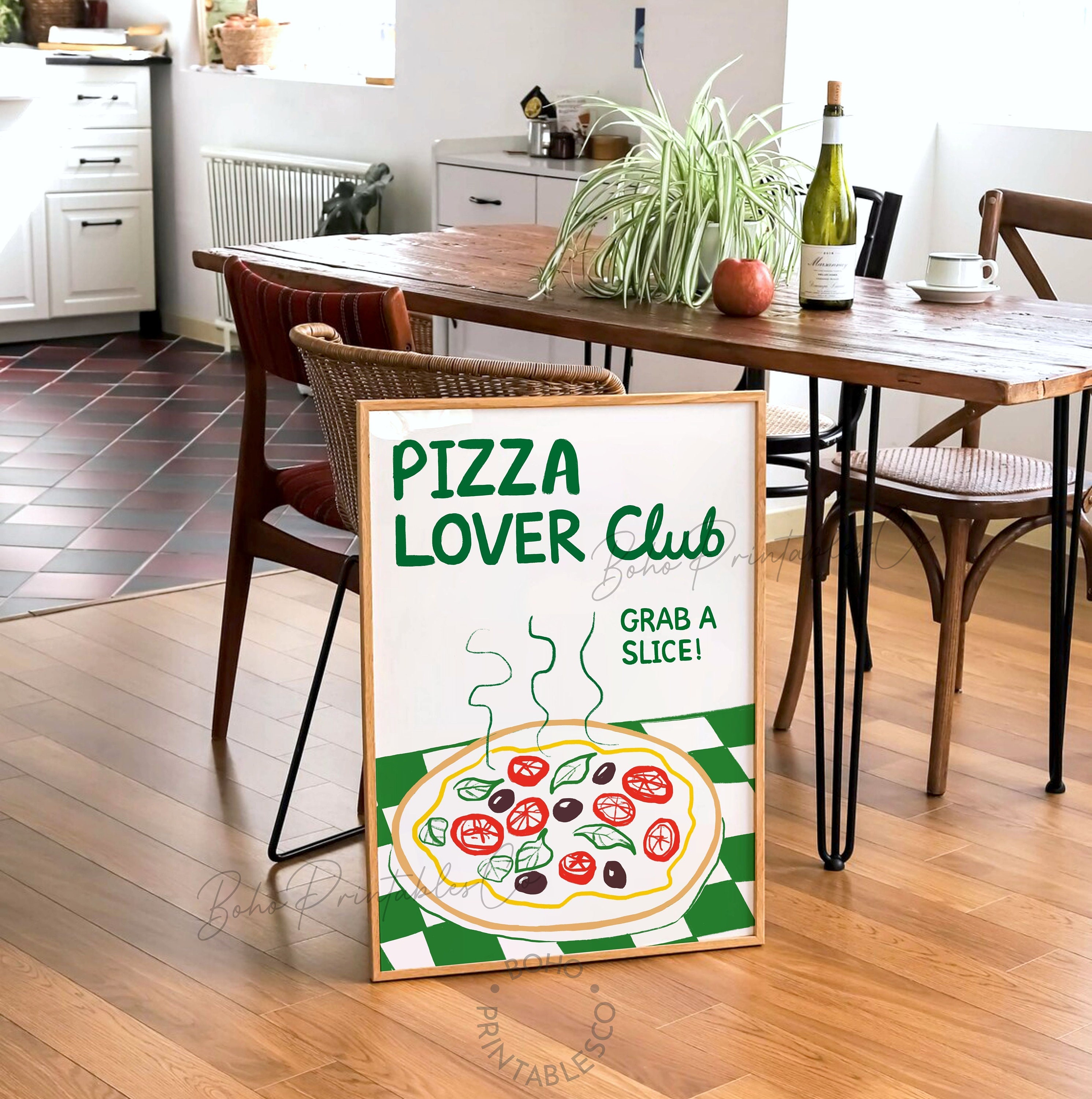 Pizza Club Print, Pizza Lover Foodie Printable Wall Art, Fun Kitchen ...