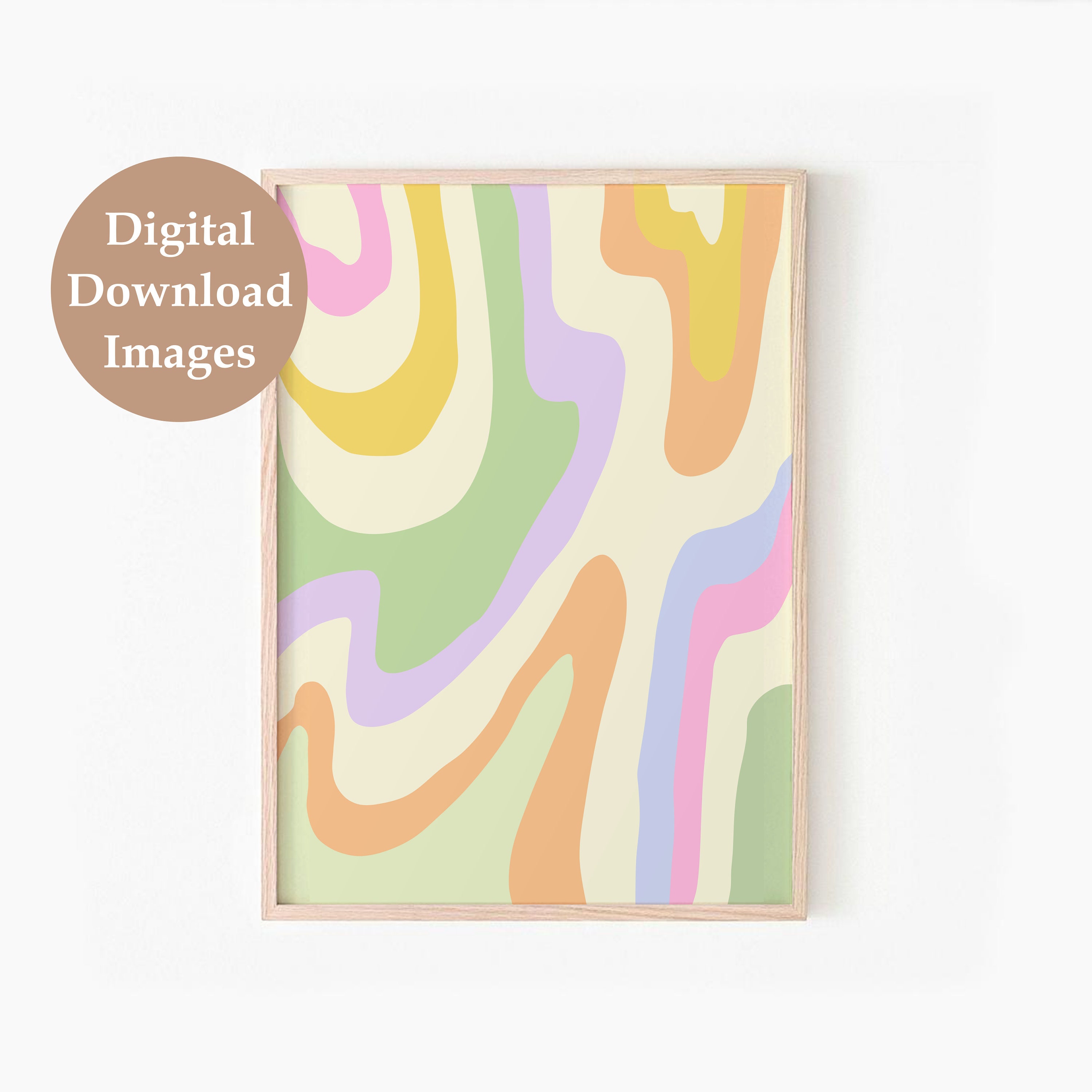 Retro Wavy Abstract Print Printable Wall Art DIGITAL - Etsy
