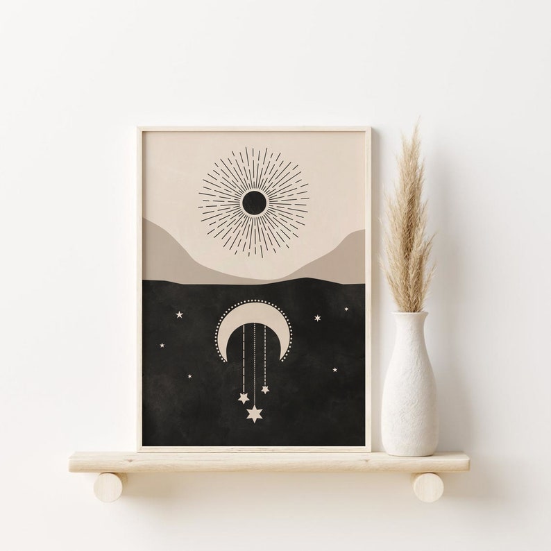 Celestial Prints Set of 3 Sun Moon Stars Printable Wall Art - Etsy