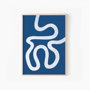 Navy Blue Abstract Print Set of 2 Abstract Line Art DIGITAL - Etsy