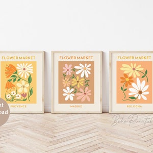 Flower Market Print Set of 3, Gallery Wall Set, DIGITAL DOWNLOAD ...