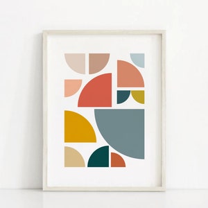 Mid Century Modern Art Print Set of 6, Abstract Shapes Gallery Wall Set ...