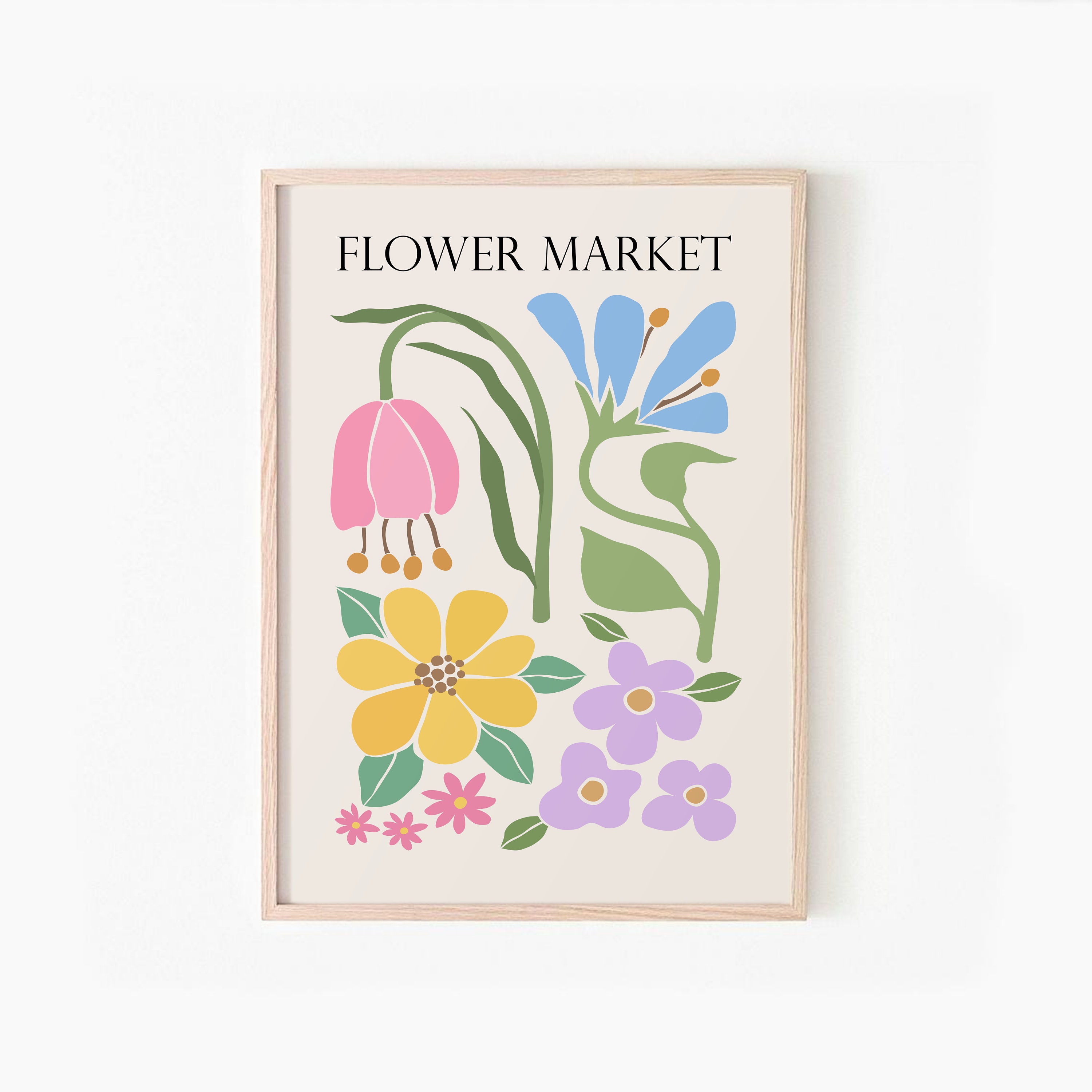 Flower Market Print Set of 3 Abstract Flowers Printable Wall - Etsy