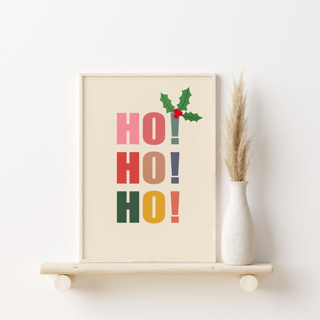 Ho Ho Ho Print, Christmas Printable Wall Art, DIGITAL DOWNLOAD ...