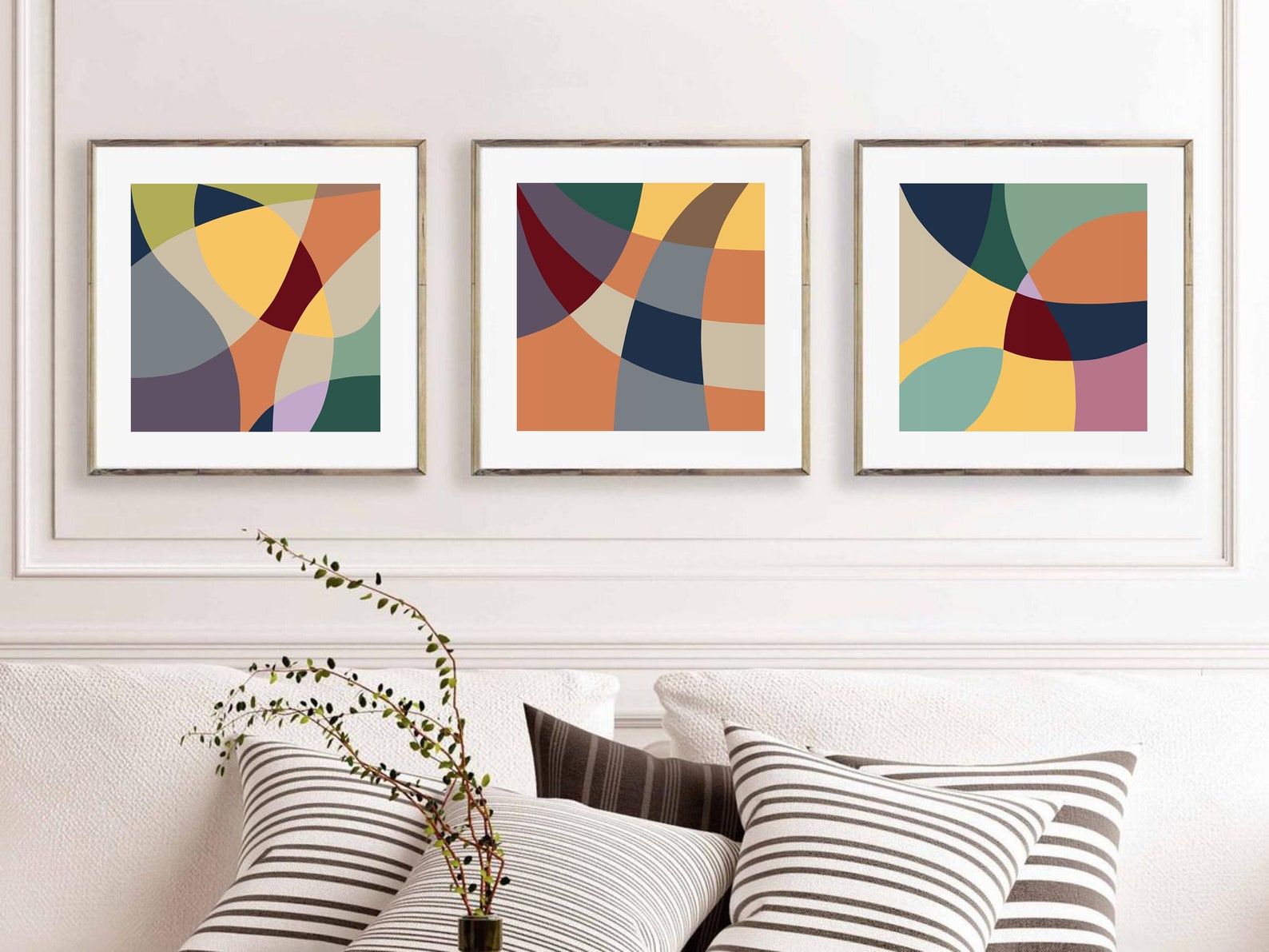 Square Abstract Art Prints Set of 3 Printable Geometric Wall - Etsy UK