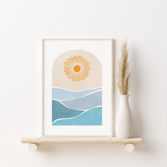 Boho Sea Waves Print Abstract Ocean Printable Wall Art | Etsy
