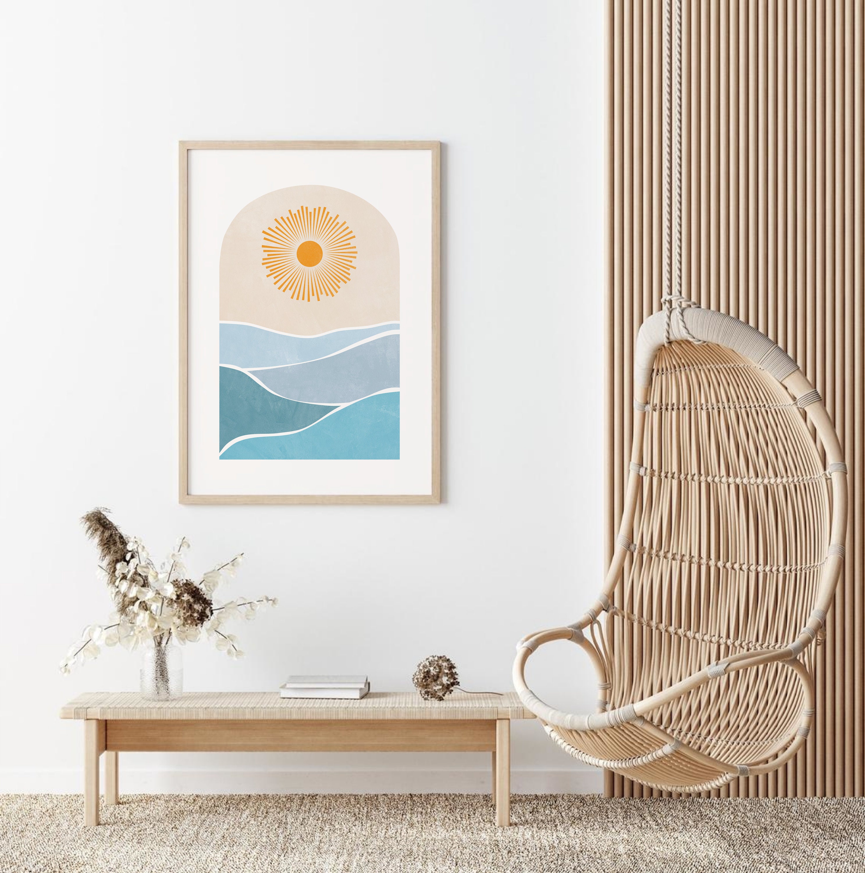 Boho Sea Waves Print Abstract Ocean Printable Wall Art | Etsy