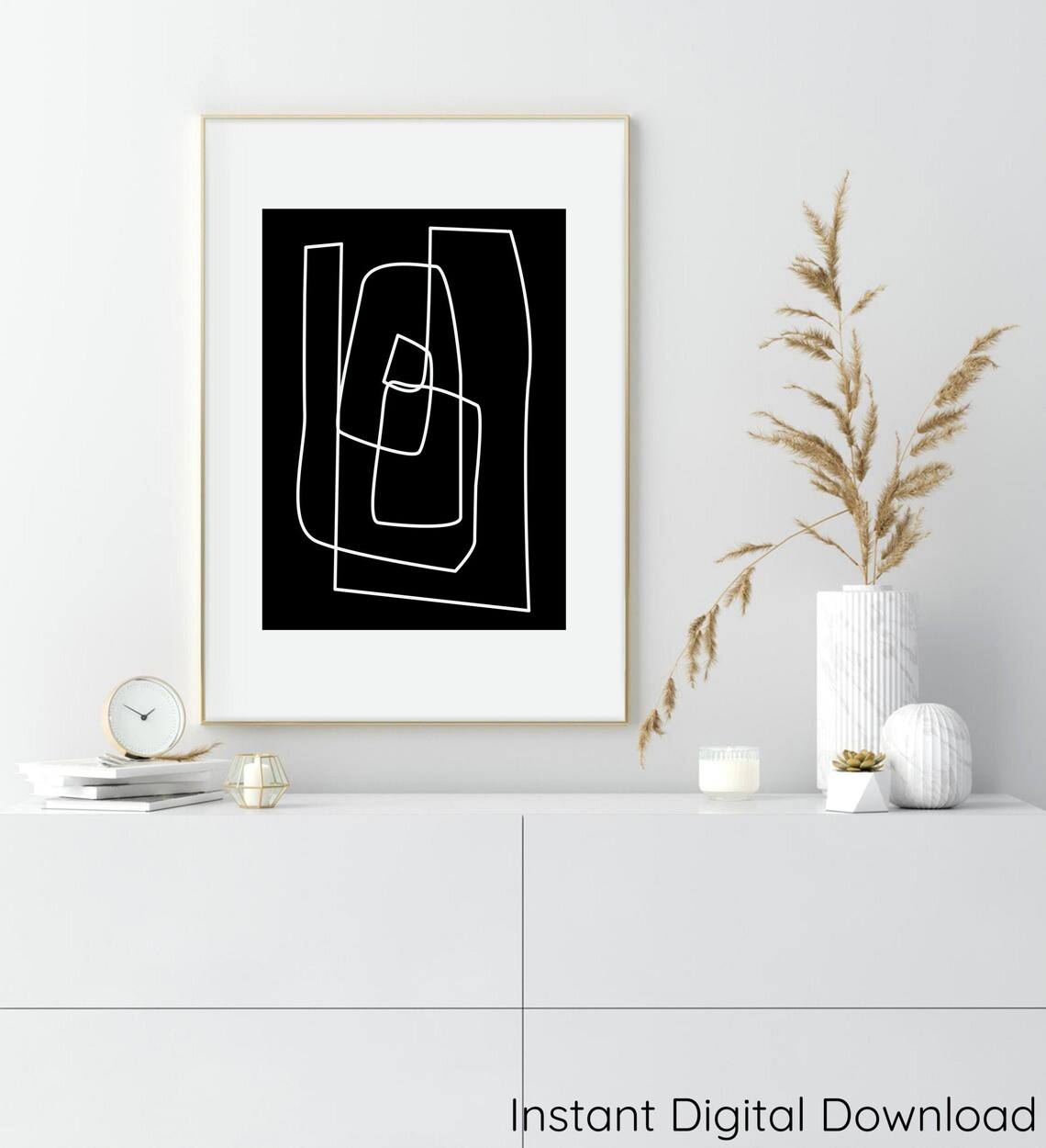 Abstract Line Drawing Black and White One Line Abstract - Etsy