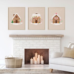 Gingerbread House Print Set of 3, Christmas Printable Wall Art, DIGITAL ...