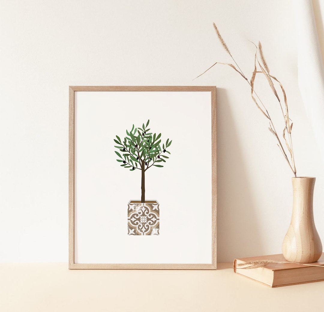 Olive Tree Printable Wall Art, Olive Tree in Pot Print, Minimalist ...
