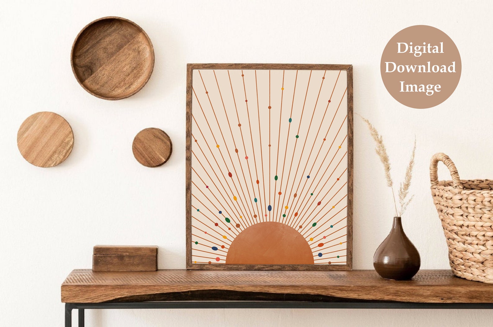 Sunburst Print Boho Sun Printable Wall Art Abstract Sun Rays - Etsy