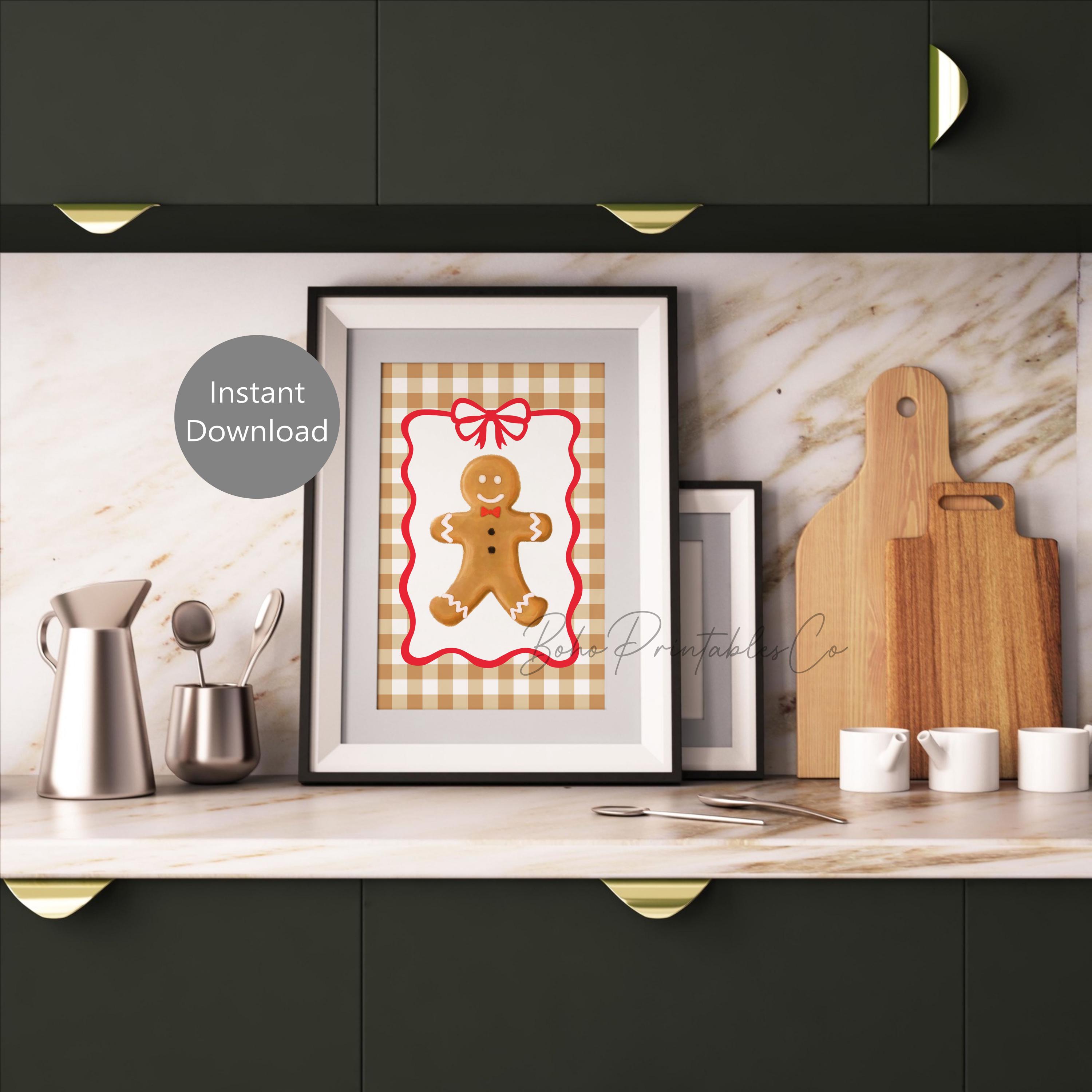 Christmas Gingerbread Man Print, Vintage Christmas Printable Wall Art ...