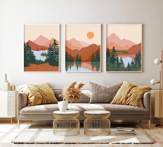 Abstract Mountain Print Set of 3 DIGITAL DOWNLOAD Mid | Etsy