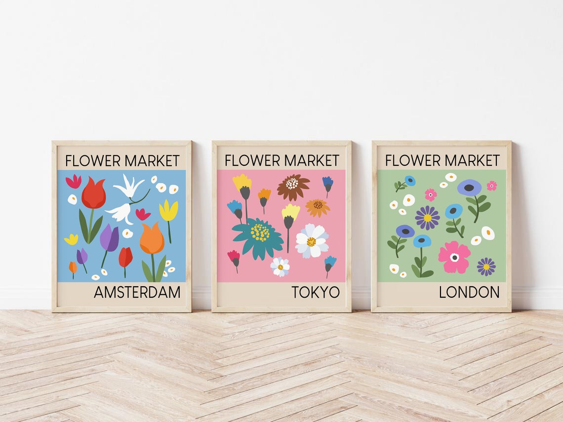 Flower Market Prints Set of 3 DIGITAL DOWNLOAD Flower Market | Etsy